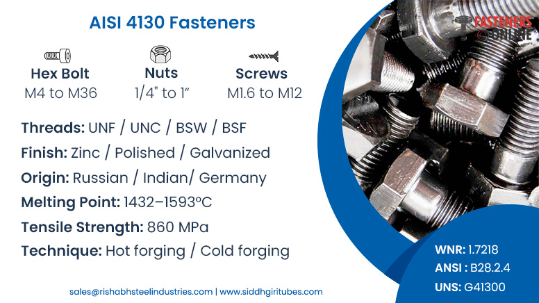 AISI 4130 fasteners | UNS G41300 hex bolt / nut manufacturer