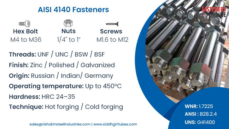 AISI 4140 fasteners | UNS G41400 Bolts and Nuts Manufacturer