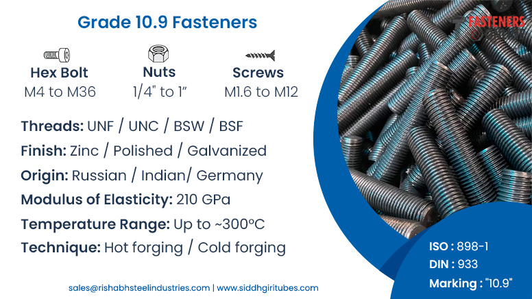 Grade 10.9 Fasteners: Class 10.9 Bolt, 10.9 Nuts, Washer, Screws