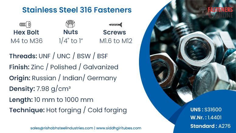 Stainless Steel 316 Fasteners | AISI 316L Nut Bolts Manufacturer